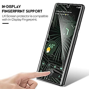 LK [2+2] Designed for Google Pixel 6 Pro Flexible TPU Film Screen Protector [Not Glass ]+ 2 Pack Tempered Glass Camera Lens Protector,Fingerprint Support, Anti Scratch, HD-Ultra thin, Bubble-Free
