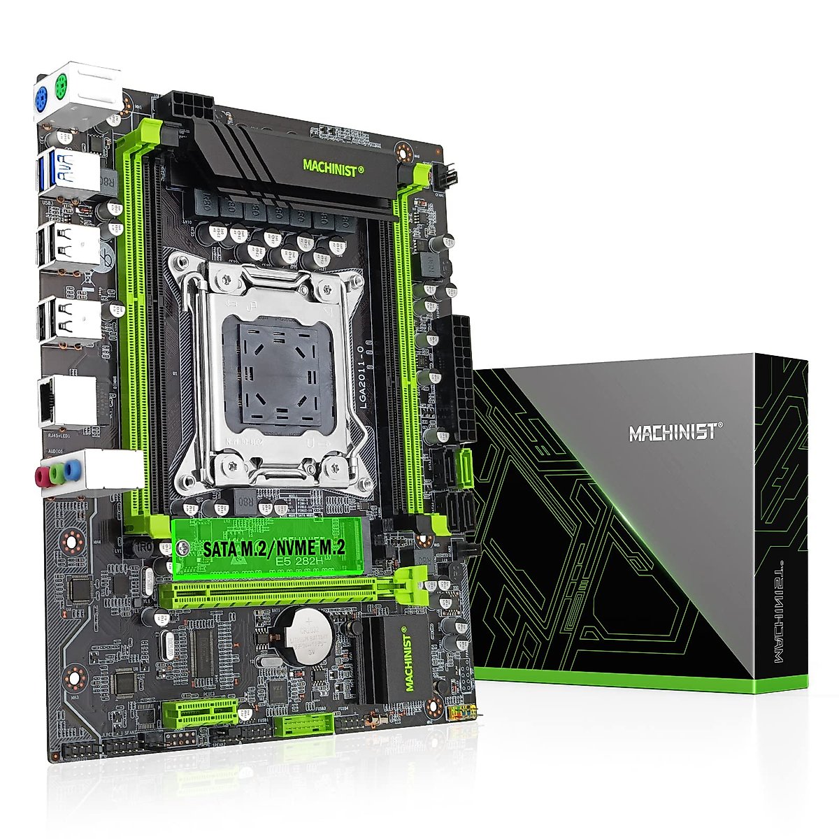 MACHINIST X79 Server Motherboard, Intel 3th Gen LGA 2011 Computer PC Motherboards (Micro ATX, PCIe 3.0, NVME/SATA M.2, 4 Channel DDR3, USB 3.0, SATA 6Gbps) for Intel Xeon E5 V1/V2, Core i7 Processor