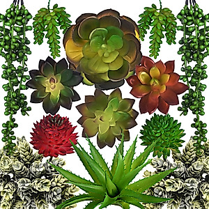 Luxsego Artificial Succulents - 19 Pack Fake Succulents Arrangement for DIY, Realistic Unpotted Faux Succulents Plants Decor for Home, Bathroom, Wedding, Garden, Office, Indoor and Outdoor