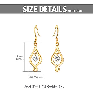 SISGEM 10K Solid Gold Infinity Drop Earrings for Women,Yellow Gold Moissanite Infinite Love Dangles Earrings Birthday Gifts for Wife Mom