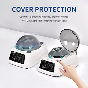 LACHOI Mini Lab Centrifuge Machine 1000-10000RPM Adjustable Time LCD Digital Mini Microcentrifuge Scientific Mini Centrifuge Benchtop with 2 Rotors for 8×0.2/0.5/1.5/2ml Tubes&2×8×0.2ml PCR Strips