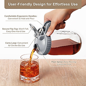 Wide Mouth Mason Jar Pour Spout Lid - 2 Pack Black Airtight Pour Spout Lid with Handle, Turns your Mason Jar into Pitcher, BPA Free & Durable Flip Cap Lids Easy to Clean Fit for Canning Jars