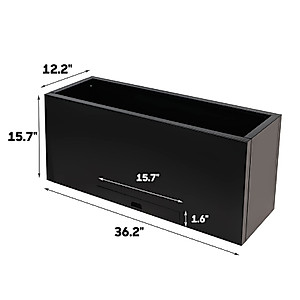 KOL Galvanized Steel Rectangular Planter Box, (16''H.x12''W.x36''L) Large Planters for Indoor Outdoor Plants,Black Powder Coated Metal Planter, Heavy Duty Modern Flower Pot, Commercial & Residential