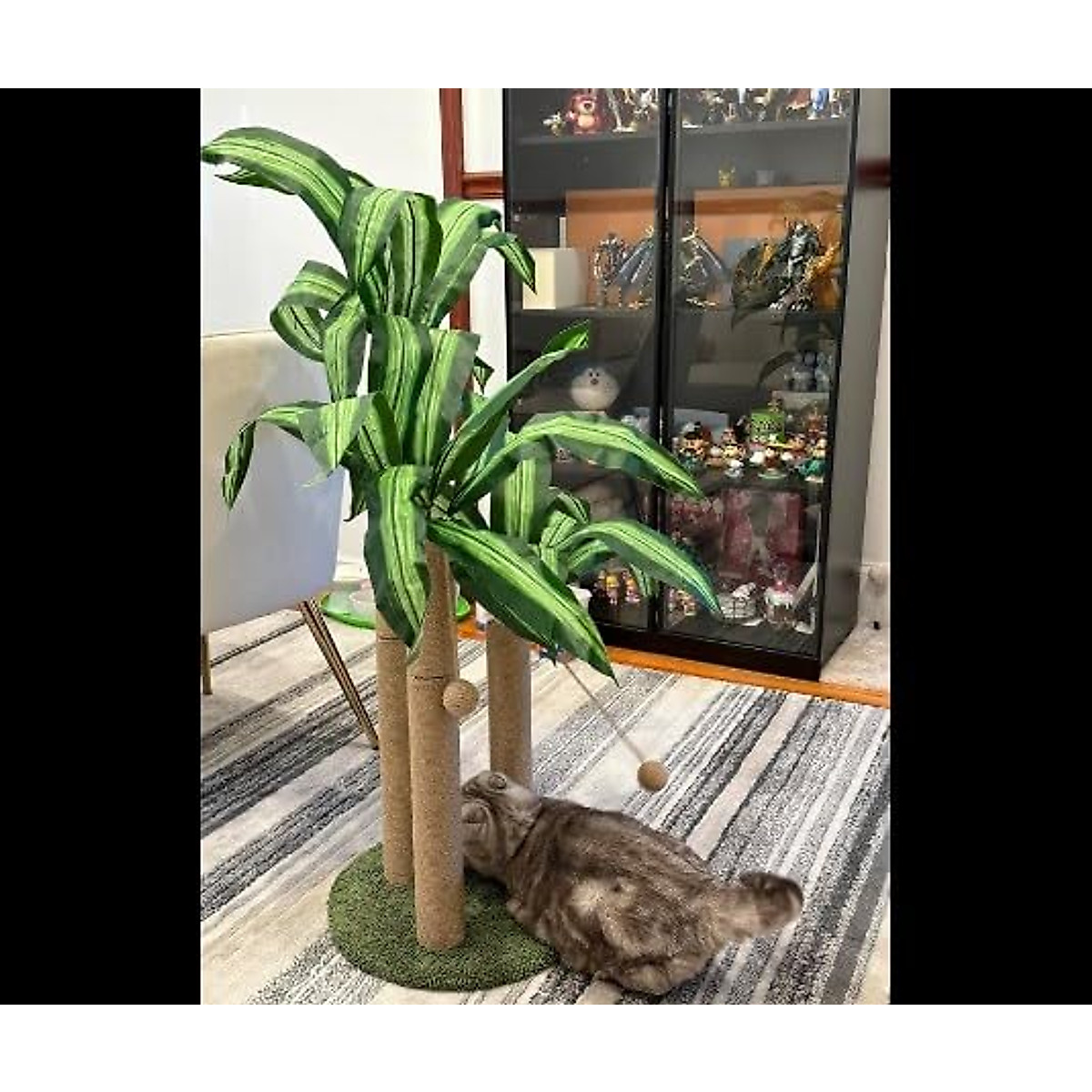 LEMONDA 31.5Inch Cat Scratching Post,Cat Scratcher Tree with 3 Scratching Poles & 2 Interactive Dangling Balls,Cats Scratching Posts for Indoor Kitten & Adult Cats