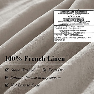 Ivellow Linen Duvet Cover Set 100% Washed French Flax Pure Linen Duvet Covers King Soft Natural Breathable Durable Cooling Duvet Cover King Size Linen Bedding Set (1 Linen Duvet Cover 2 Pillowcases)