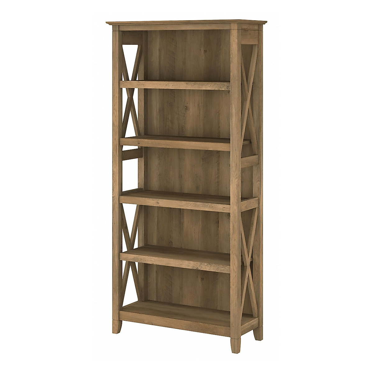 Bush Furniture Key West Tall 5 Shelf Bookcase in Reclaimed Pine | Large Book Shelf, Large Bookshelf for Living Room or Office