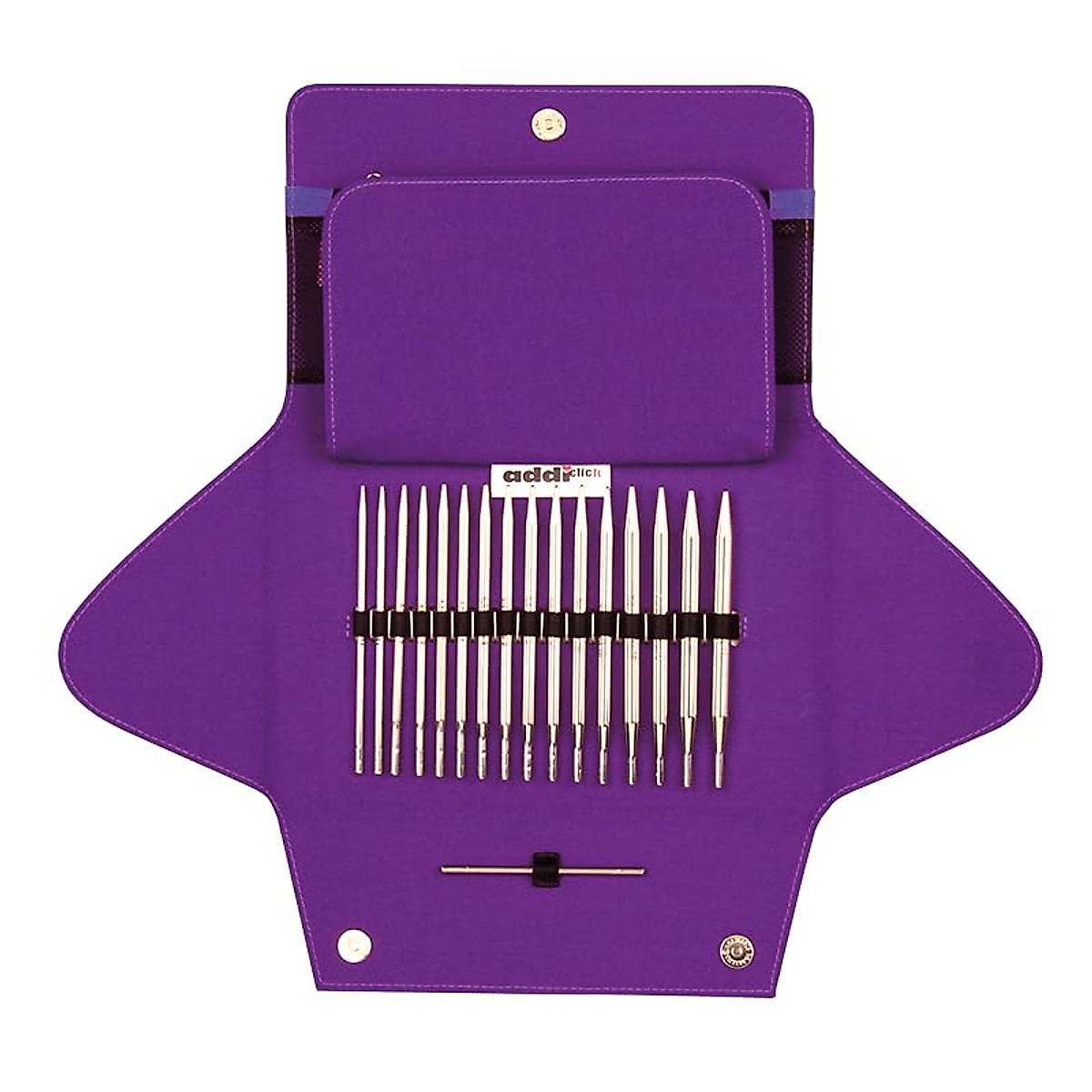 Addi Click by Woolly Hugs Interchangeable Circular System with Exclusive Red Cords (European Version) with Red Gauge