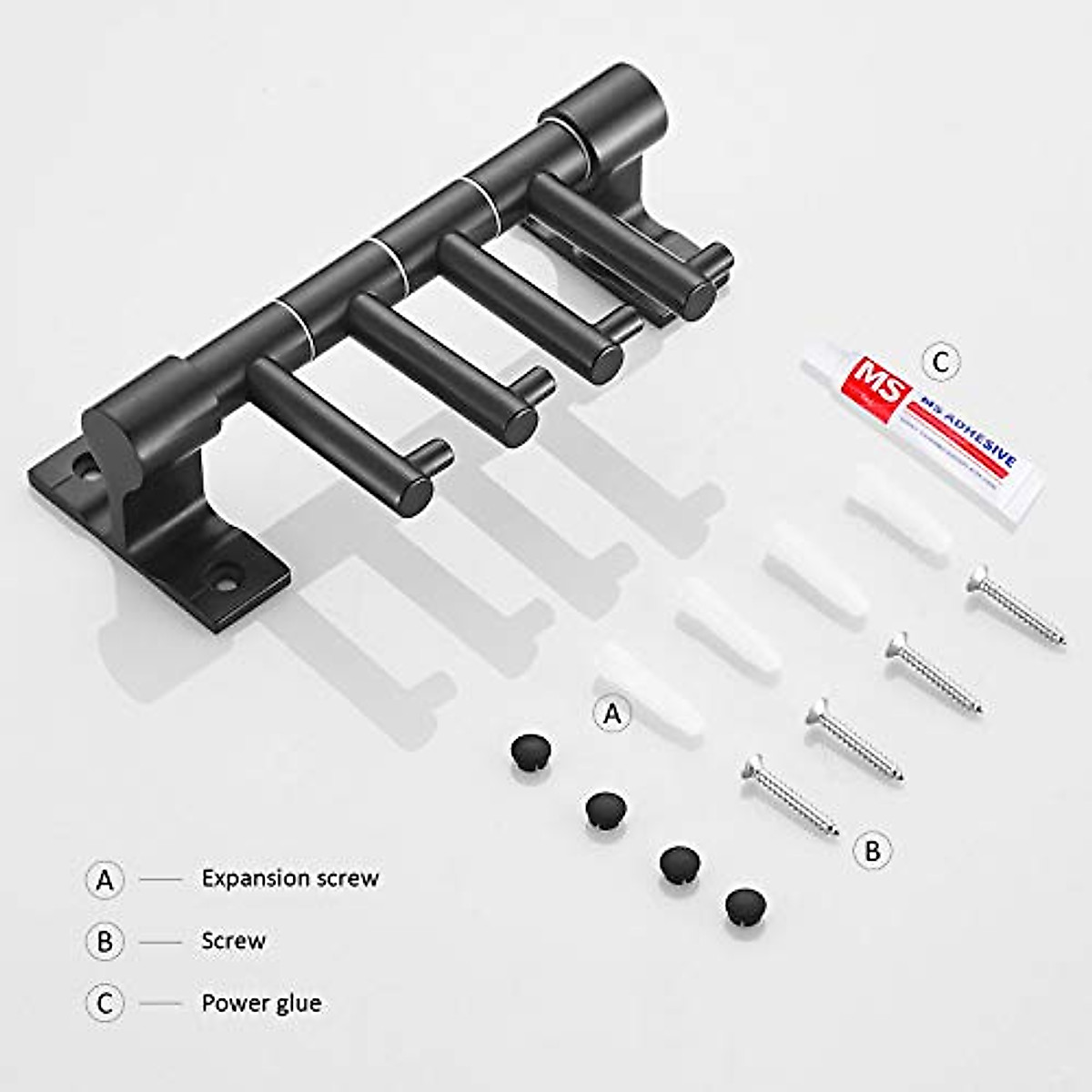 Rotating Coat Hooks for Hanging with 4 Swivel Arms,Multiple Bathroom Wall Mounted Towel Hooks,Heavy Duty Wall Clothes Hooks,Wall Coat Rack Hat Hooks,Shower Sponges Bathrobe Key Holder Hanger (Black)