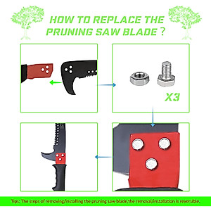 THILEMON Pole Saws for Tree Trimming Manual 26 foot Tree Pole Pruners for Tree Trimming Saw, Tree saw Tree Pole saw manual knives with Storage Pocket.
