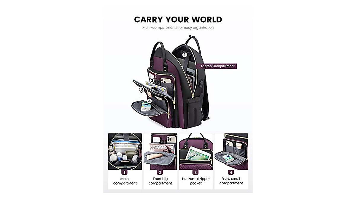 LOVEVOOK 17" Laptop Backpack with USB Port - Stylish & Functional