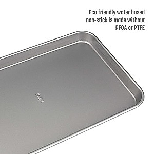 Goodful Nonstick Cookie Baking Sheet Set, Heavy Duty Carbon Steel with Quick Release Coating, Made without PFOA, Dishwasher Safe, 2-Pack Bakeware Set, 17-Inch x 12-Inch and 15-Inch x 10-Inch, Gray