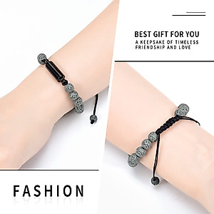 shajwo Cylinder Urn Bracelet for Ashes for Women Men Cremation Jewelry Memorial Keepsake Adjustable Lava Bracelet,Gray