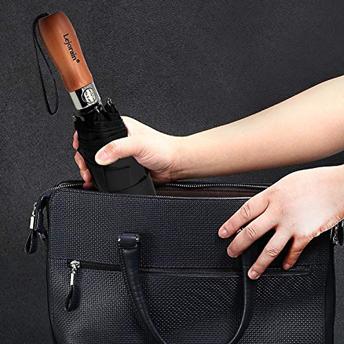 Lejorain Large Compact Golf Umbrella - 54inch Oversized Auto Open Close Folding Golf Umbrella Travel 210T Dupont Teflon Coated Vented Windproof Double Canopy for Women Men