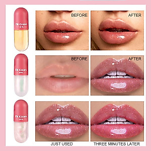 Alisesun 3 Color Pearlescent Lip Oil Hydrating Tinted Plump Lip Gloss Transparent Toot Lip Oil, Glass Lip Glow Oil Fresh Texture & Non-sticky, Nourishing Repairing Lightening Lip Lines Lip Care- 02