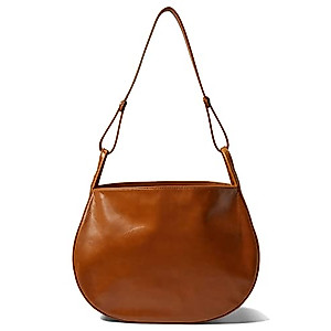 HOBO Arla Shoulder Bag for Women - Leather Construction with Magnetic Disc Closure, and Adjustable Crossbody Strap Truffle One Size One Size