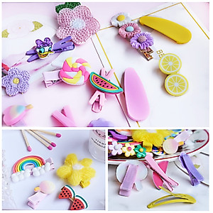 58PCS Baby Hair Clip, Toddler Girls Hair Accessories, Kids Hair Clips for Styling, Flower Candy Fruits Rainbow Cute Hair Clips for Girls