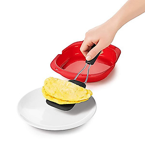 overno Microwave Oven Silicone Omelette Mold Tool Egg Poacher Poaching Baking Tray Egg Roll Maker Cooker Kitchen Cooking Accessories, Red