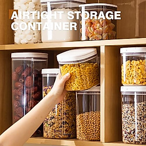 LivLab Mker Airtight Food Storage Containers, BPA Free Plastic Cereal Containers with Lid for Kitchen Pantry Organization, 2.3L / 2 Qt Cereal Dispenser for Grain, Rice, Snacks and Candy,White