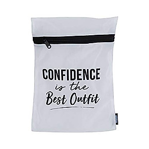 Woolite 3 Piece Printed, Multi Size Laundry Delicates, Zipper Close Mesh Wash Bag, White, 3 Count