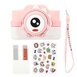 Lurrose Cartoon Digital Camera High Definition: Cartoon Kids Camera, Pink Rechargeable WiFi Video Recorder, 32g Mini Kid Camera Toys for New Year Birthday Festival Souvenir