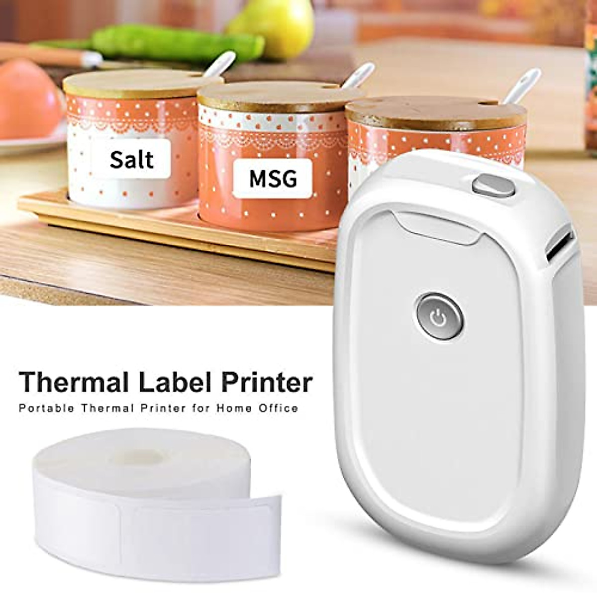 MOSHOU Label Maker with Tape, Portable BT Wrieless Label Printer for Storage, Barcode, Office, Home, Store Organization, Sticker Maker Mini Label Maker with Multiple Templates