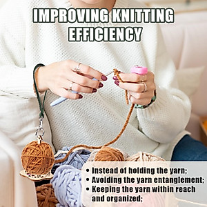 Portable Wrist Yarn Holder, Wood Yarn Holder with Leather Wristband Wrist Yarn Ball Holder Yarn Ball Minder Wooden Yarn Spinner Knitting Crocheting Gift for Craft Lovers (Green)