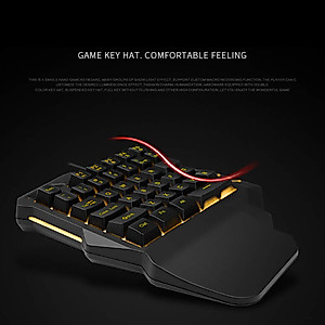 HiGOGO G30 Wired 35 Keys One-Handed Gaming Keypad, Rainbow LED Backlight with Large Wrist Pad (Black)