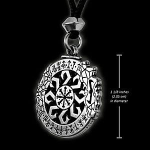 Pewter Invincibility in Battle Aegishjalmur Norse Viking Rune Pendant