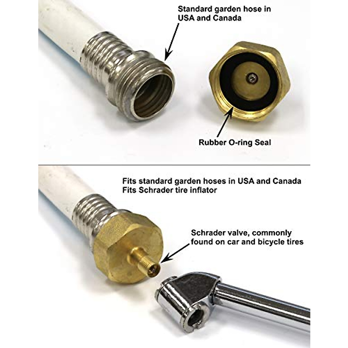 Tire Inflation Schrader Valve to Female Garden Hose Faucet Winterize Blow Out Sprinkler System Adapter Fitting