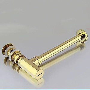 LMMDDP Brass Golden Bottle Tap Basin Waste Drain, Basin Mixer P-Trap Waste Pipe With Up Drain For Bathroom Tool