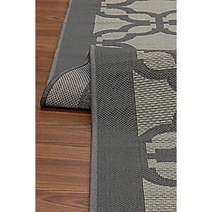 Msrugs Area Rugs - 8x10 Flatweave Collection Light Grey Indoor/Outdoor Modern Area Rug - Contemporary Floral Carpet for Patio, Deck, Porch, Camp and Picnic (7'10''x9'10'')