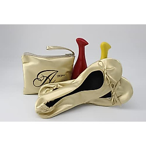 aszrjev Ladies Portable Foldable Flats for Women Ballerina Shoes (Gold, Numeric_6)