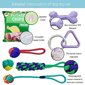 Sysmashing Dog Toys for Aggressive Chewers,8pcs Interaction Toys,tug of war Toys,Hide Food Toys,Indestructible Dog Leash Toys for Small and Medium-Sized Dogs,Safe Materials for Teeth Cleaning