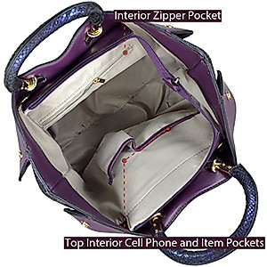 Dasein Women Convertible Tote Bag Satchel Purse with Embossed Trim