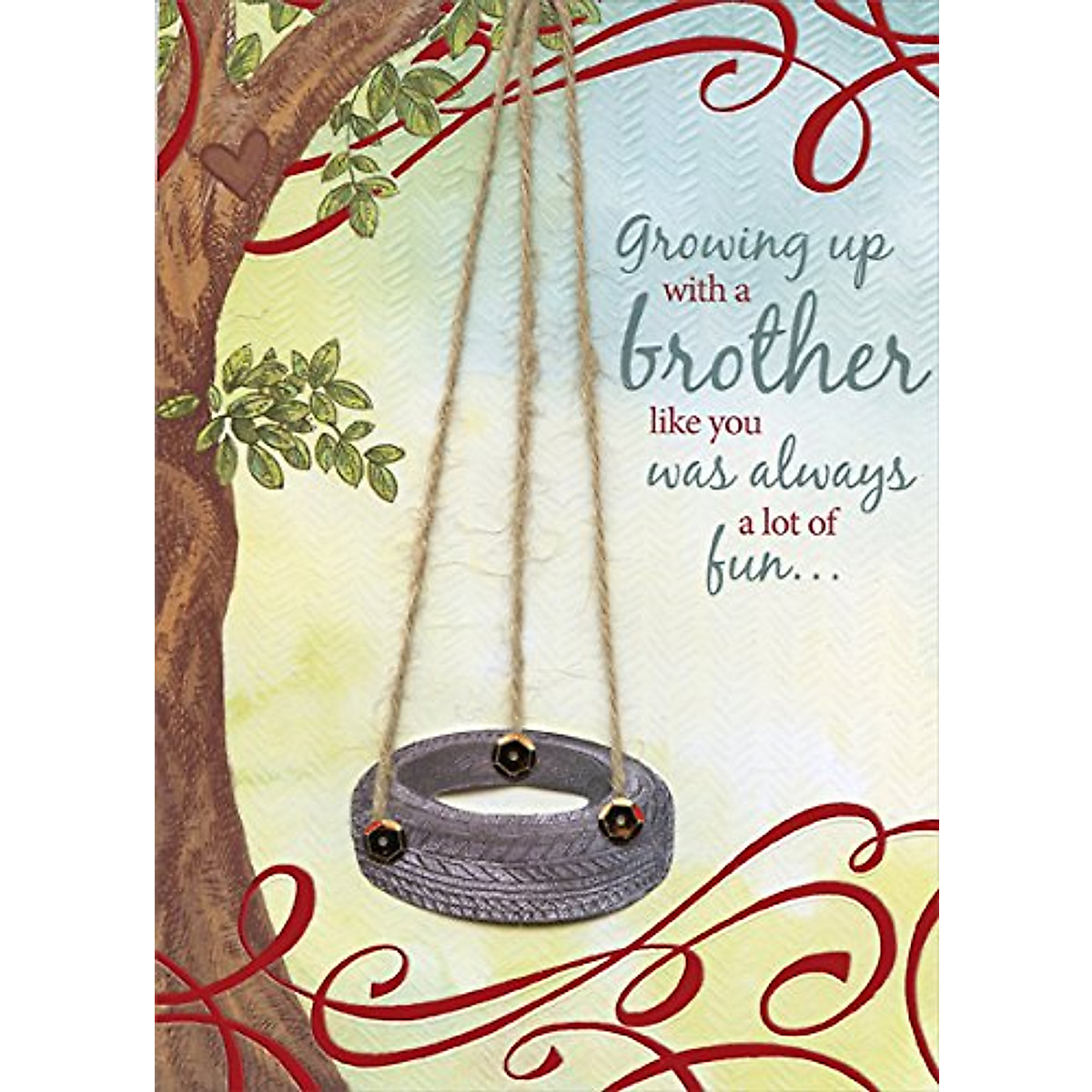 Designer Greetings Tire Swing Hand Crafted: Brother Premium Keepsake Valentine's Day Card