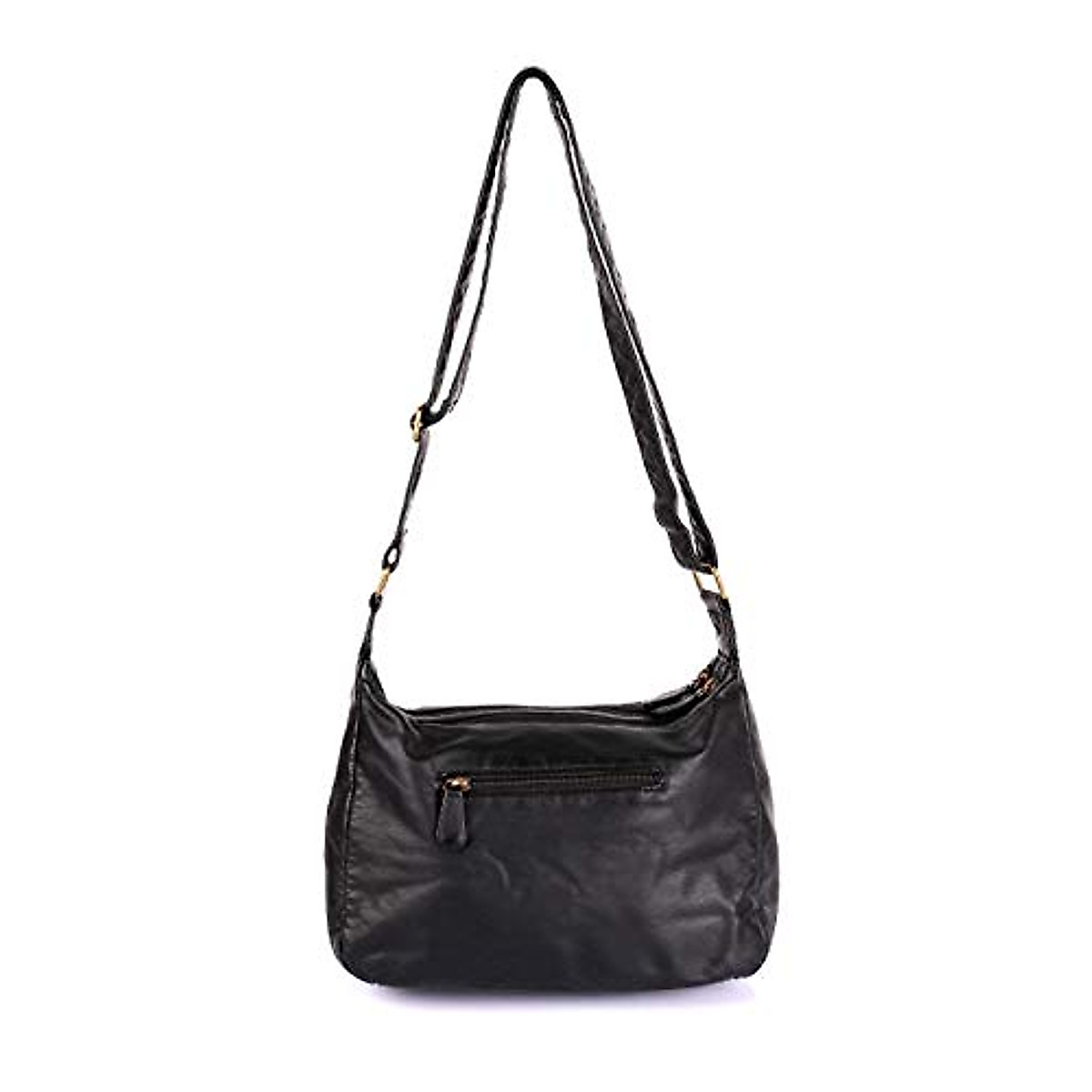 KARLA HANSON Charlotte Pre-Washed Women's Crossbody Hobo Organizer Bag (Black)
