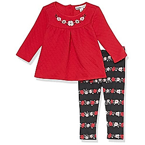 Kids Headquarters Baby Girls 2 Pieces Legging Set, Barbados Cherry/Print, 12M US