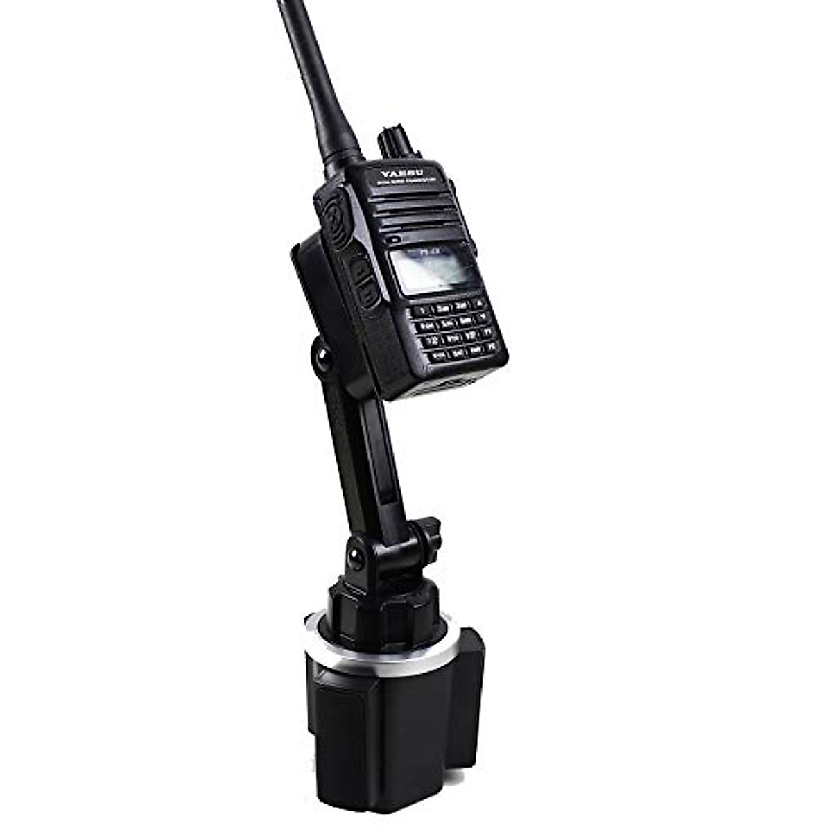 Adjustable Height Cup Holder Mount for Anytone BaoFeng Icom Kenwood Yaesu Handhelds Now with Mic Holder