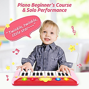 BAOLI 24 Keys Piano Keyboard for Kids, Multifunctional Portable Electronic Piano Educational Musical Instrument Toys, Birthday Gifts for Beginner Children Toddler Boys Girls Age 3-5