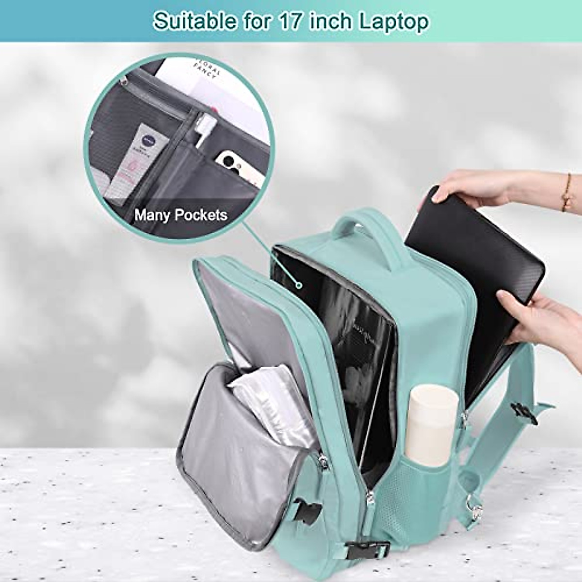 Sinaliy Large Travel Backpack for Women, 40L Carry On Backpack, 17 Inch Laptop Waterproof Backpack, College Bookbag, Backpack for Women, as Person Item Flight Approved