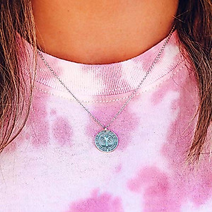 Pura Vida Silver Live Free Medallion Necklace - 16 Inches, 2" Extender