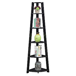 Convenience Concepts Newport 5 Tier Corner Bookcase, Black
