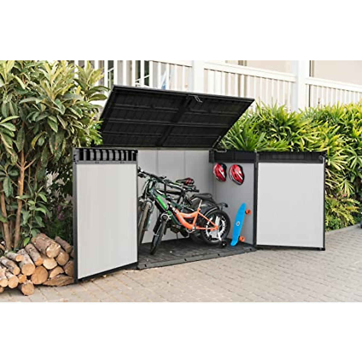 Keter Premier Jumbo 6.2 x 4.3 ft. Outdoor Resin Horizontal Storage Shed for Outdoor Yard and Garbage Bin Storage