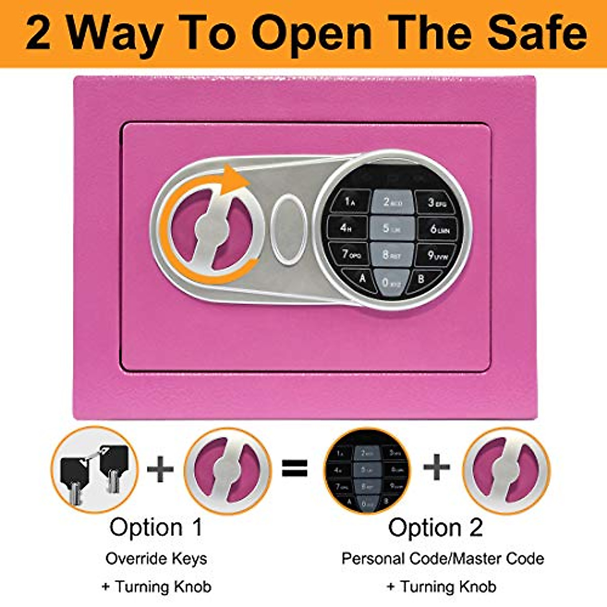 SamYerSafe Safe Box with Sensor Light, Security Safe with Electronic Digital Keypad Money Safe Steel Construction Hidden with Lock，Small Safe for Office Home Hotel (Pink)