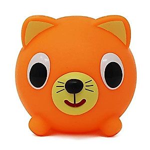 Jabber Ball Sankyo Toys Squeeze and Play Sound Ball - Neon Orange Cat