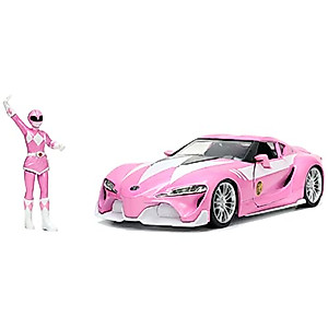 Jada Toys Mighty Morphin Power Rangers 1:24 Toyota FT-1 Concept Die-cast Car w/ 2.75" Pink Ranger Figure, Toys for Kids and Adults