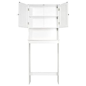 Redmon Contemporary Country Louvered Doors, White Space Saver Cabinet, Full