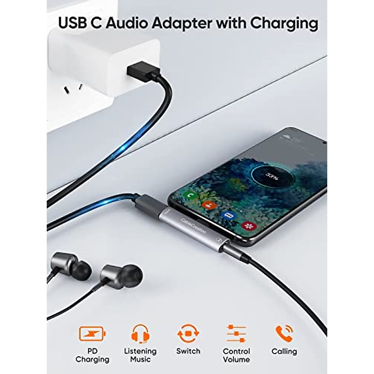 Bundle – 2 Items:USB C to 3.5mm Headphone Adapter and 3.5mm Aux Cable