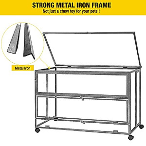 Aivituvin 3 Tier Hamster Cage with Metal Frame Anti-Chewing Critter Nation Habitat with Aluminium Alloy Edge Guinea Pig Cage with Hideout, Seesaws, Rat House Cage-Leak Proof Plastic Tray