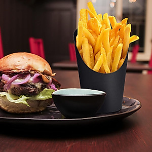 Sieral 100 Pcs French Fry Holder Disposable Halloween Party French Fries Cups 14oz/ 16oz Food Charcuterie Cones Black French Fry Container Paper Waffle Snack Popcorn Box for Wedding Birthday(14 oz)